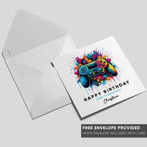 Personalised Gamer Birthday Card Boy Girl Greeting Card Gaming All Ages ...