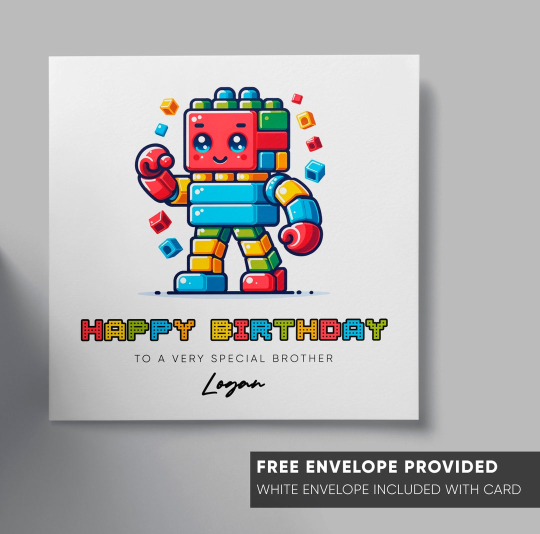 Personalised Birthday Card | Robot Theme | Son, Grandson, Nephew ...
