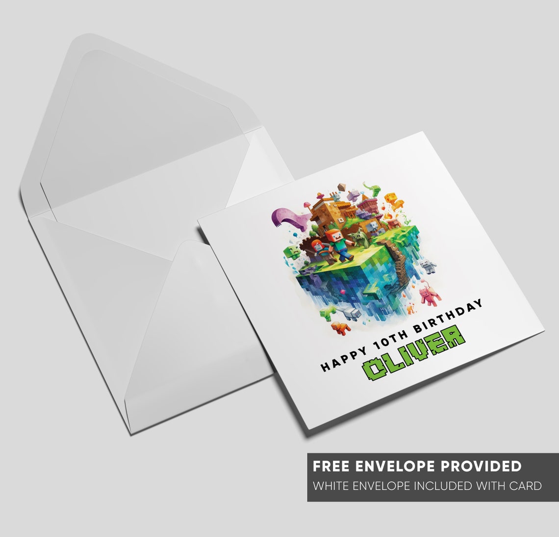 Personalised Birthday Card Minecraft Greeting Card Boy Girl Gaming ...