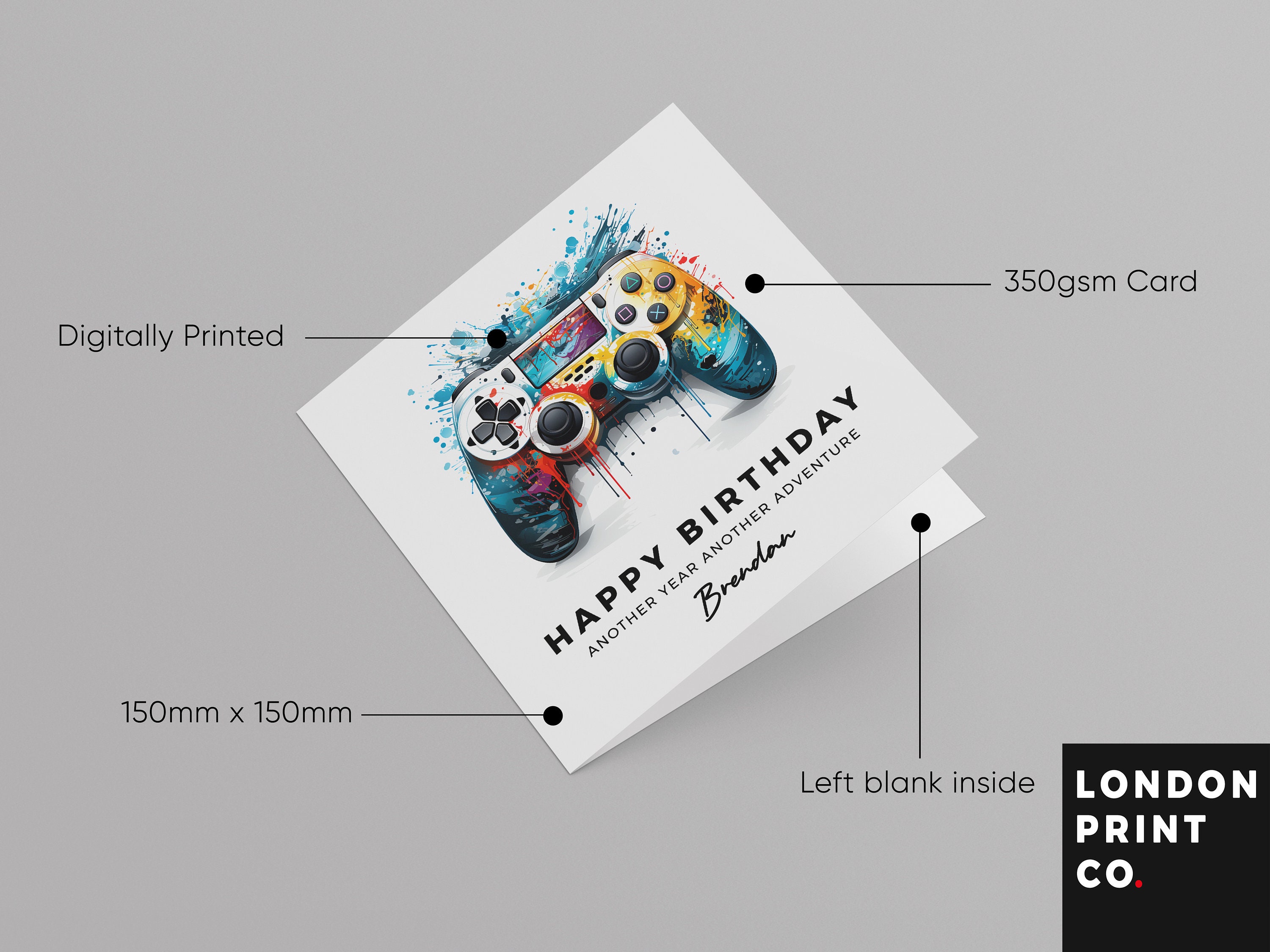 Personalised Gamer Birthday Card Boy Girl Card Gaming All Ages Video Game Player PS5 Playstation ...