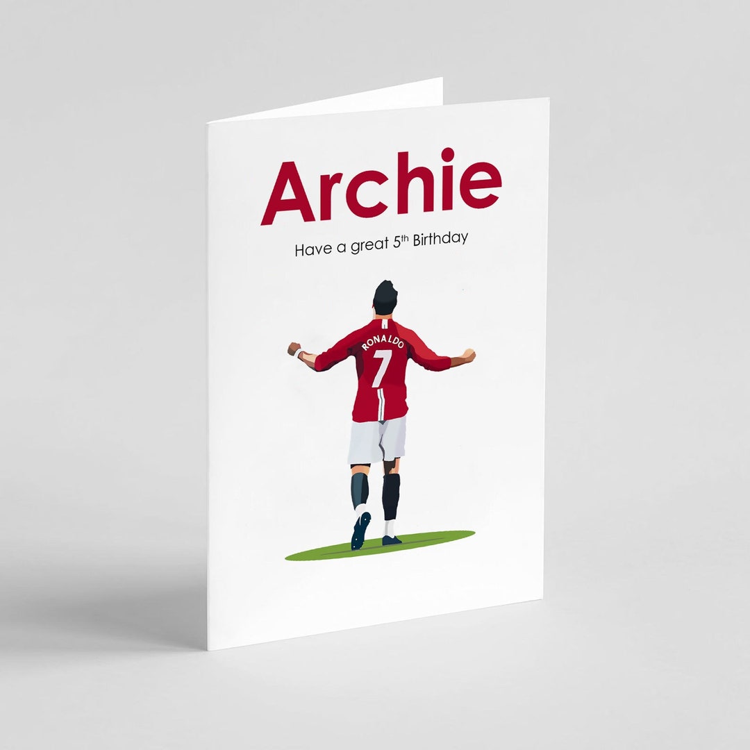 Cristiano Ronaldo Birthday Card | Free Personalise Any Name and Age ...