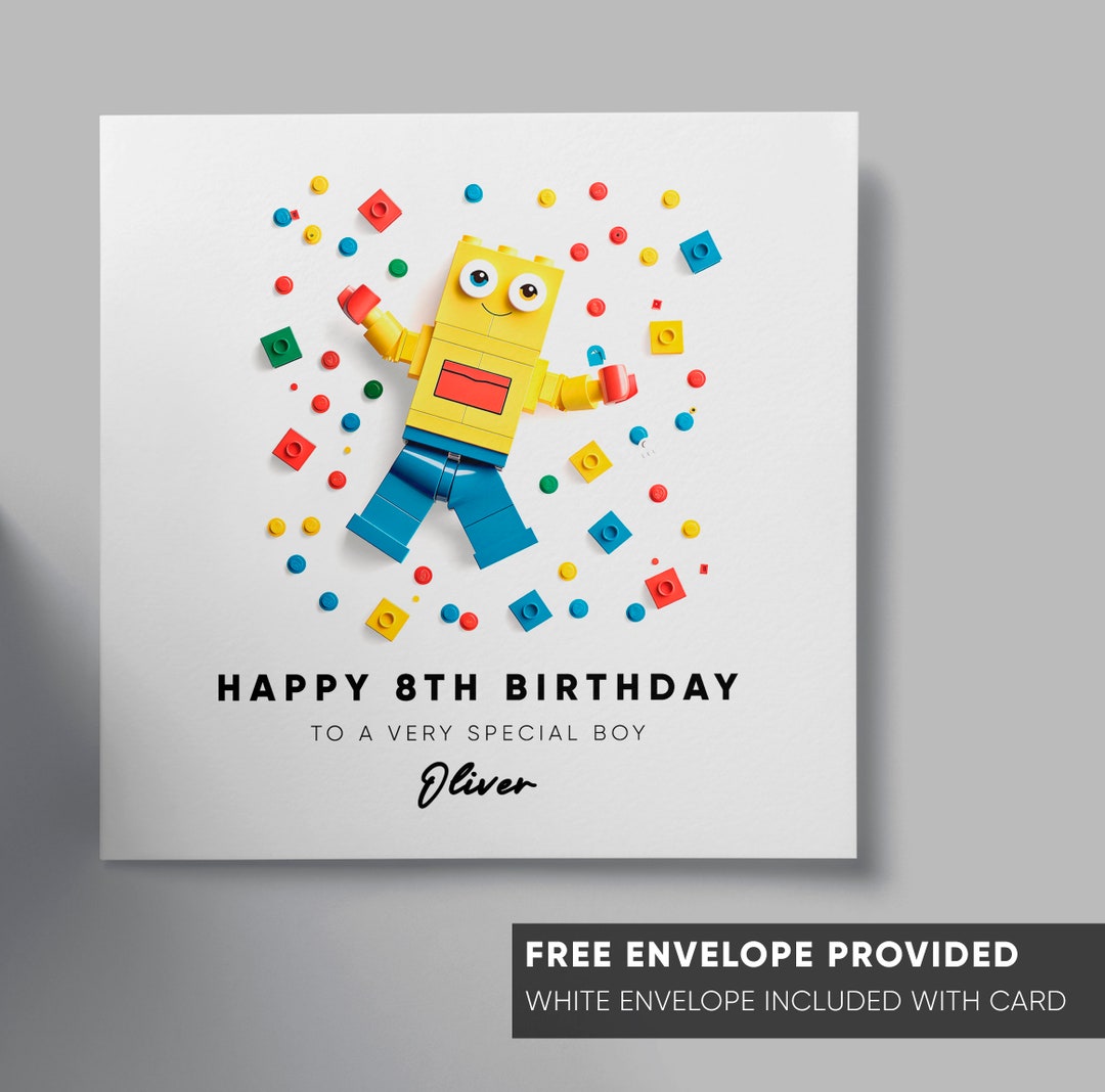 Personalised Birthday Card | Building Blocks Theme | Son, Grandson ...