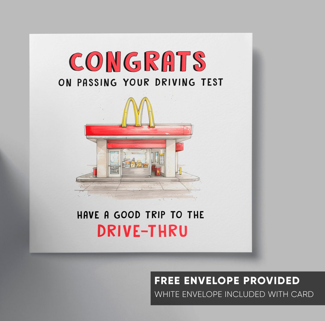 Driving Test Card | Mcdonalds Drive-thru | Congratulations on Passing ...