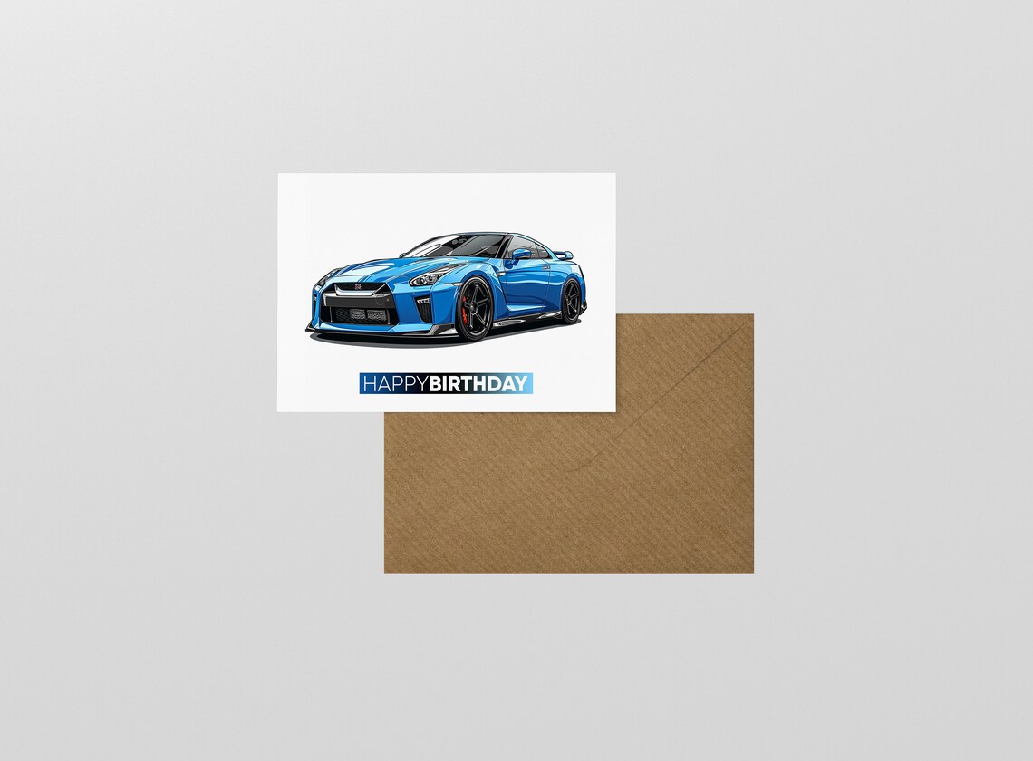 Nissan GTR Skyline Birthday Card R35 Godzilla Enthusiast Sports Car ...