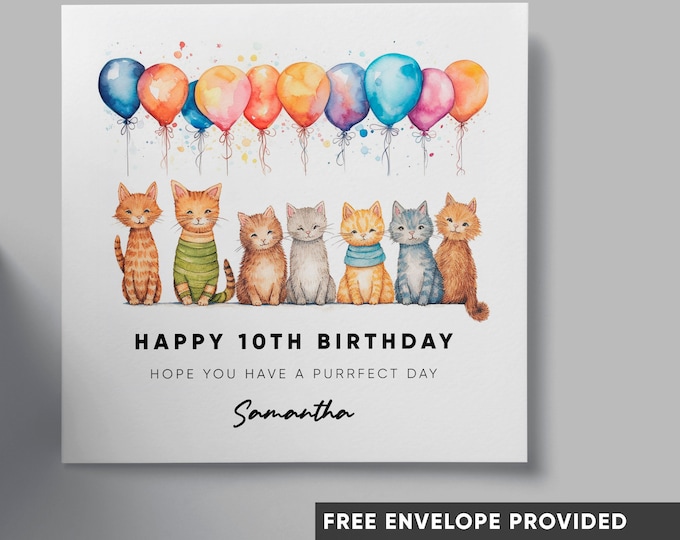 Happy Birthday Cat Letters Card Crazy Cat Mum / Dad Cat Alphabet, Funny ...