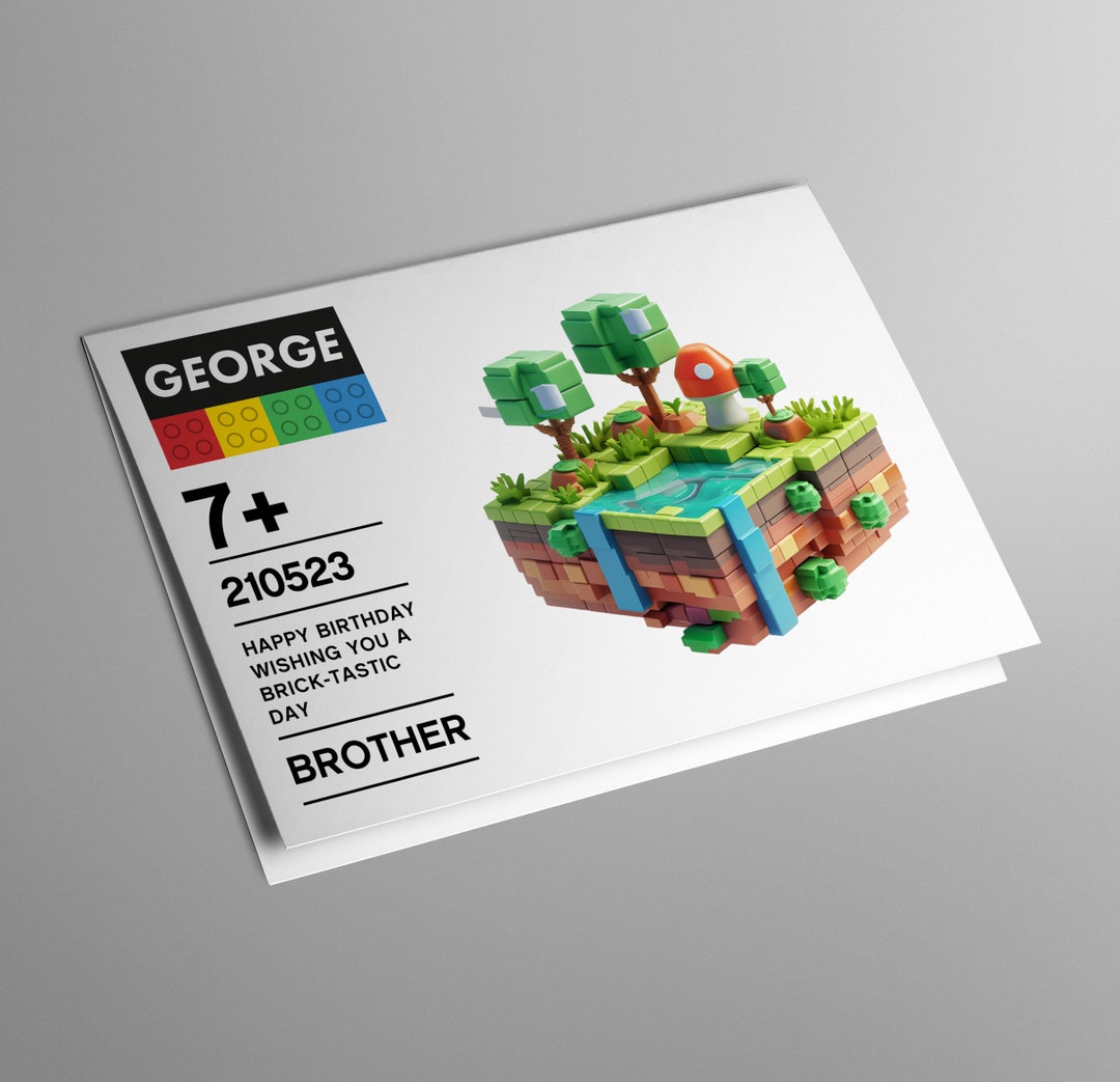 Personalised Birthday Card | Building Blocks Minecraft Game Theme | Son ...