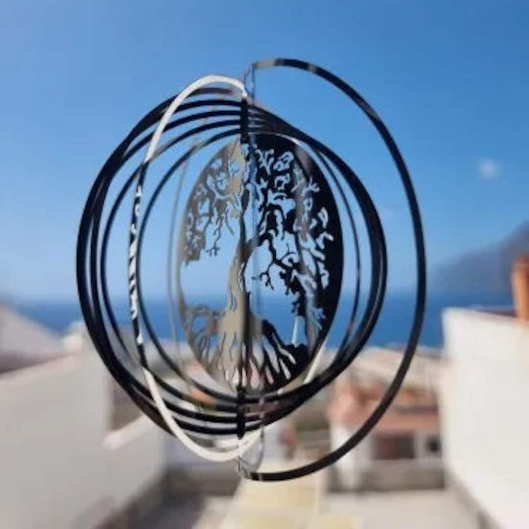 Enchanting Tree of Life Wind Spinner 3D Rotating Metal Pendant ...