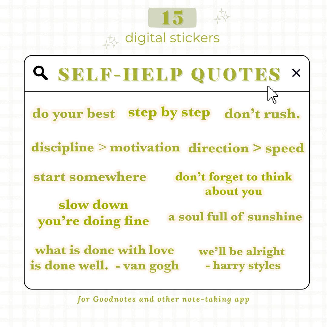 Self-help Quote Digital Stickers PNG Stickers for Goodnotes - Etsy