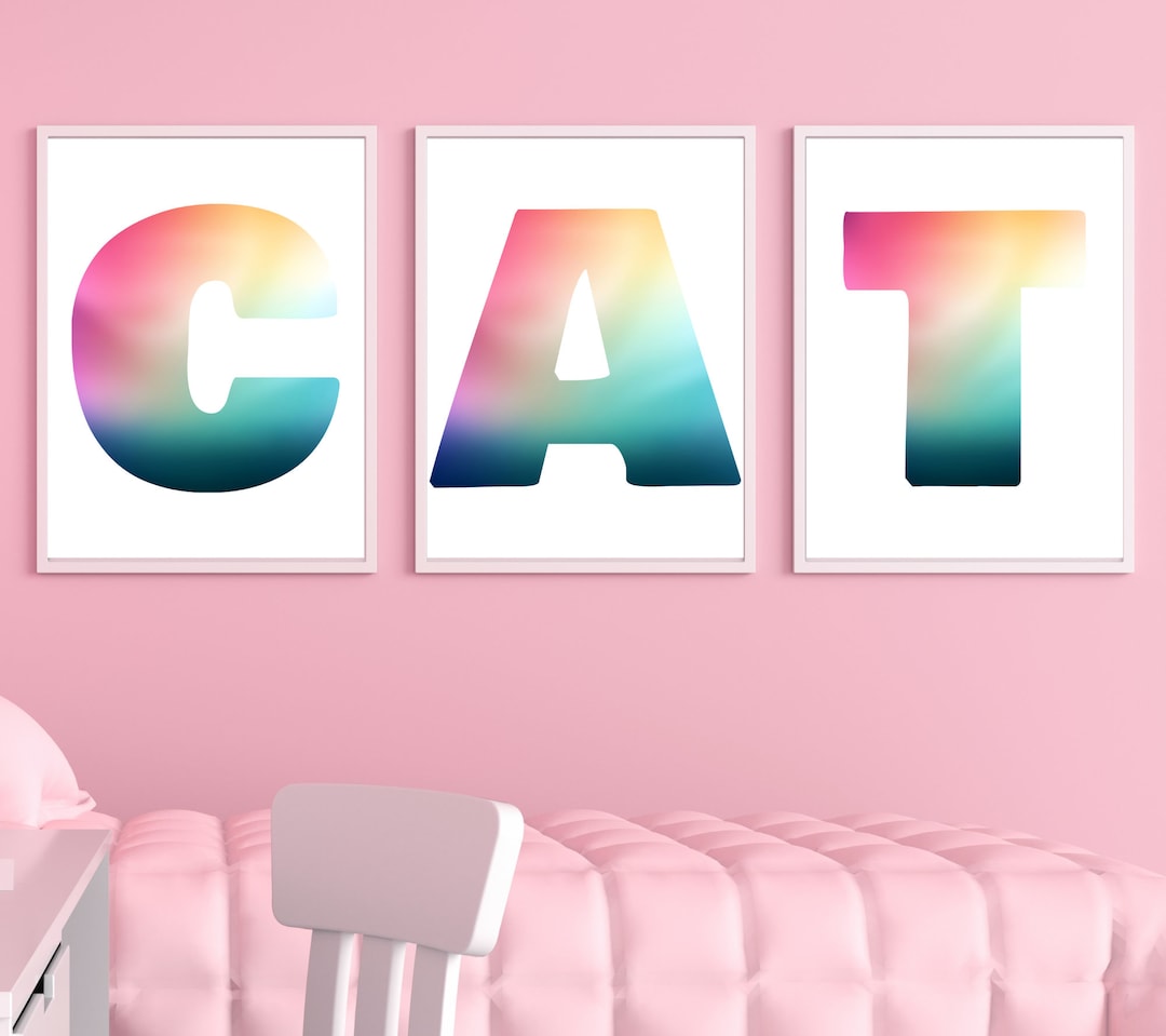 Multi Aura Gradient Print Alphabet Letters for Sublimation, Alphabet ...