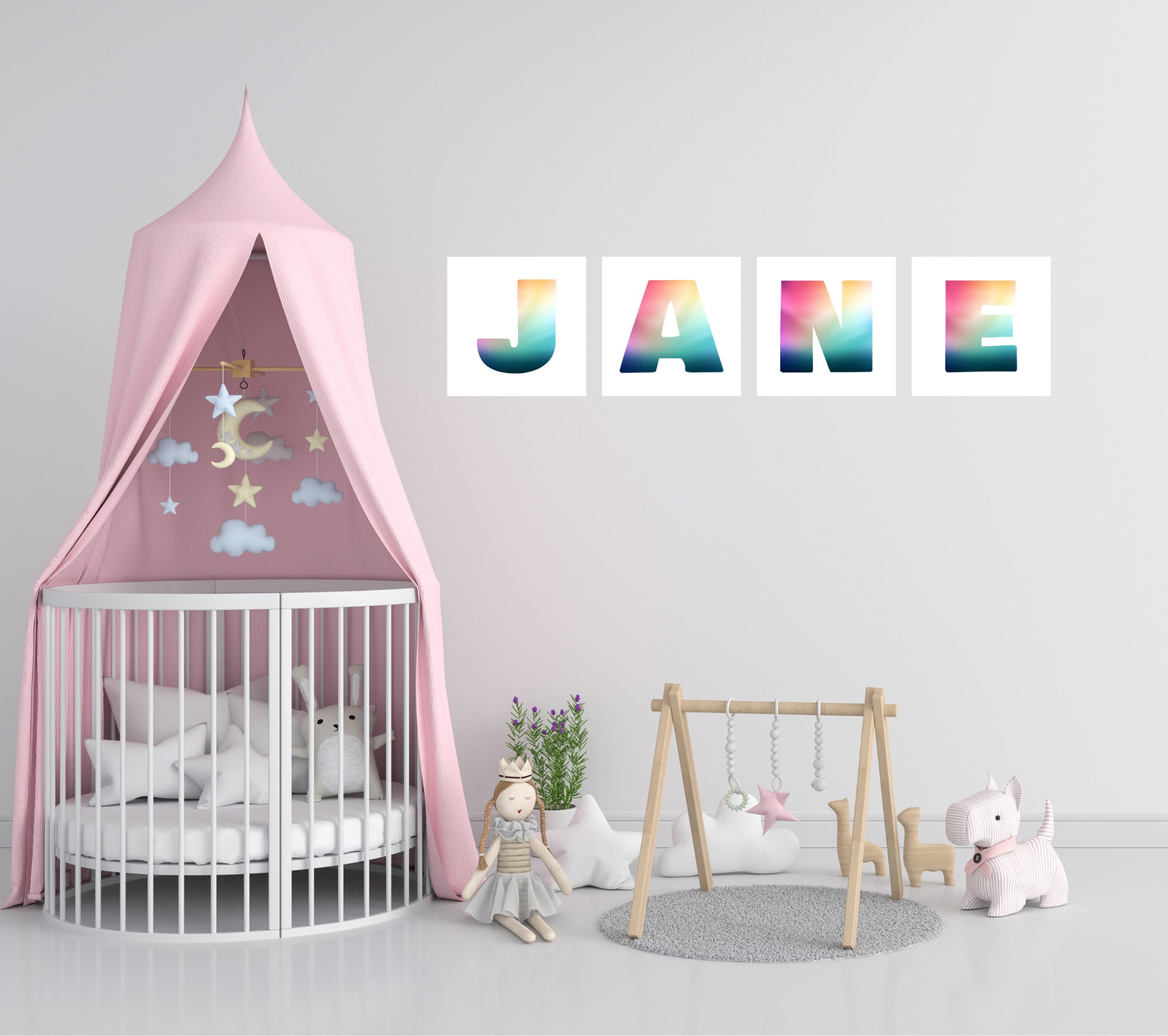 Multi Aura Gradient Print Alphabet Letters for Sublimation, Alphabet ...