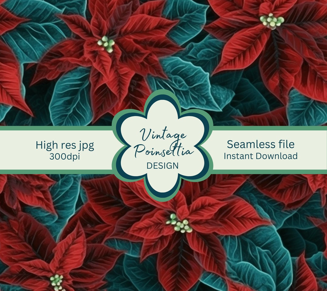 Poinsettia Seamless Digital Paper Printable Seamless Poinsettia Clipart ...