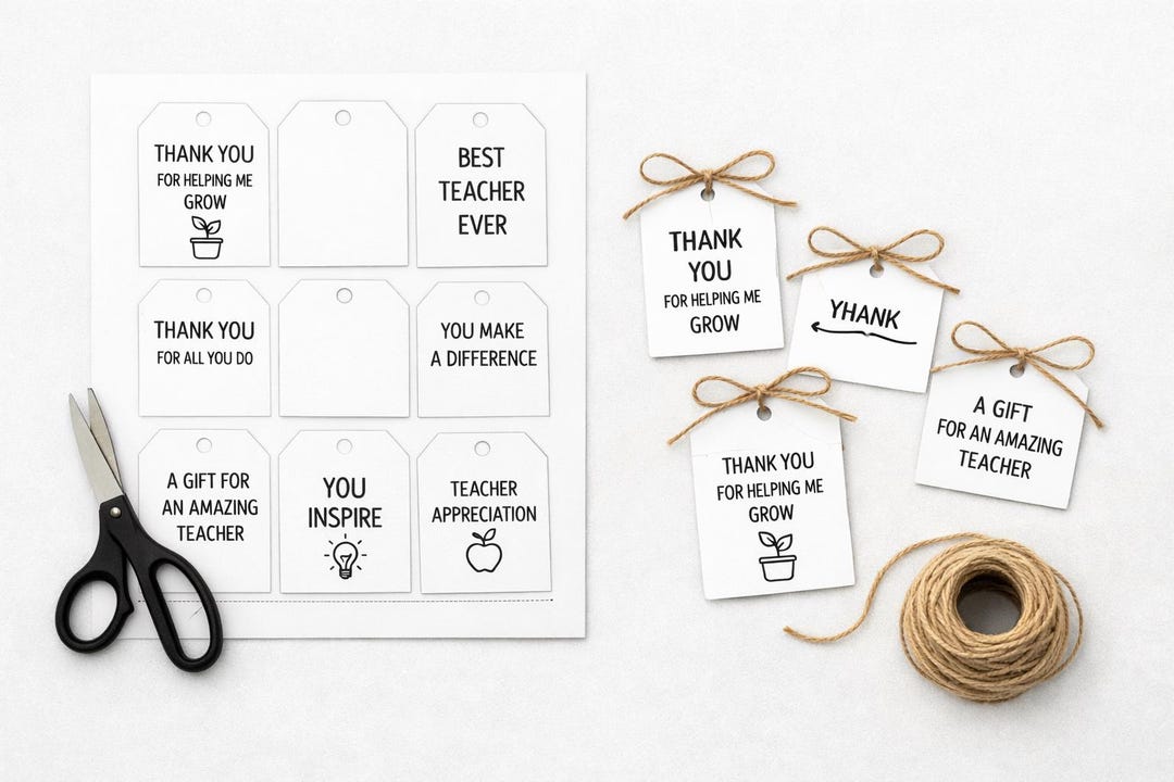 Printable Teacher Gift Tags • Minimalist Black White Appreciation ...
