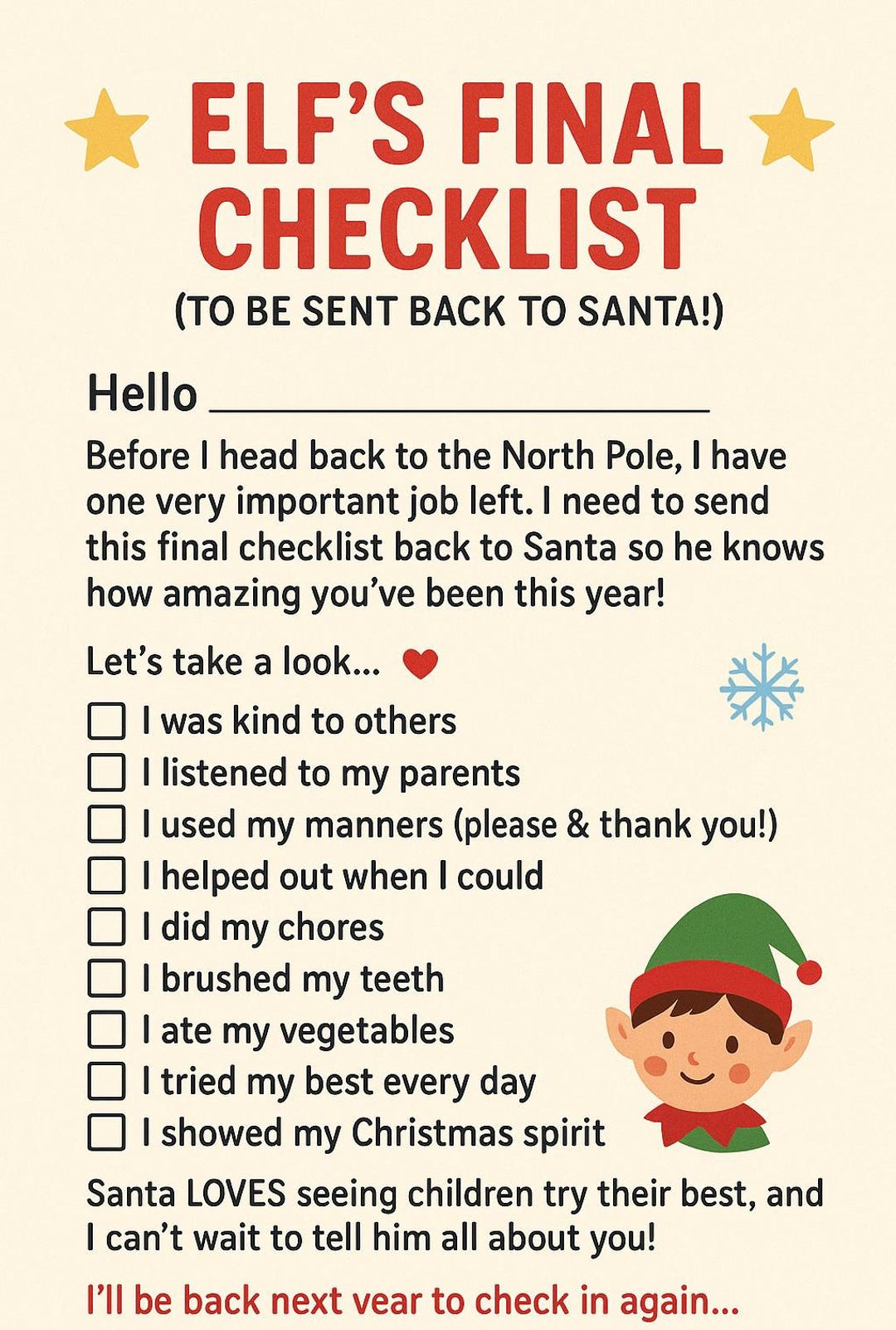 Elf’s Final Check List - Etsy