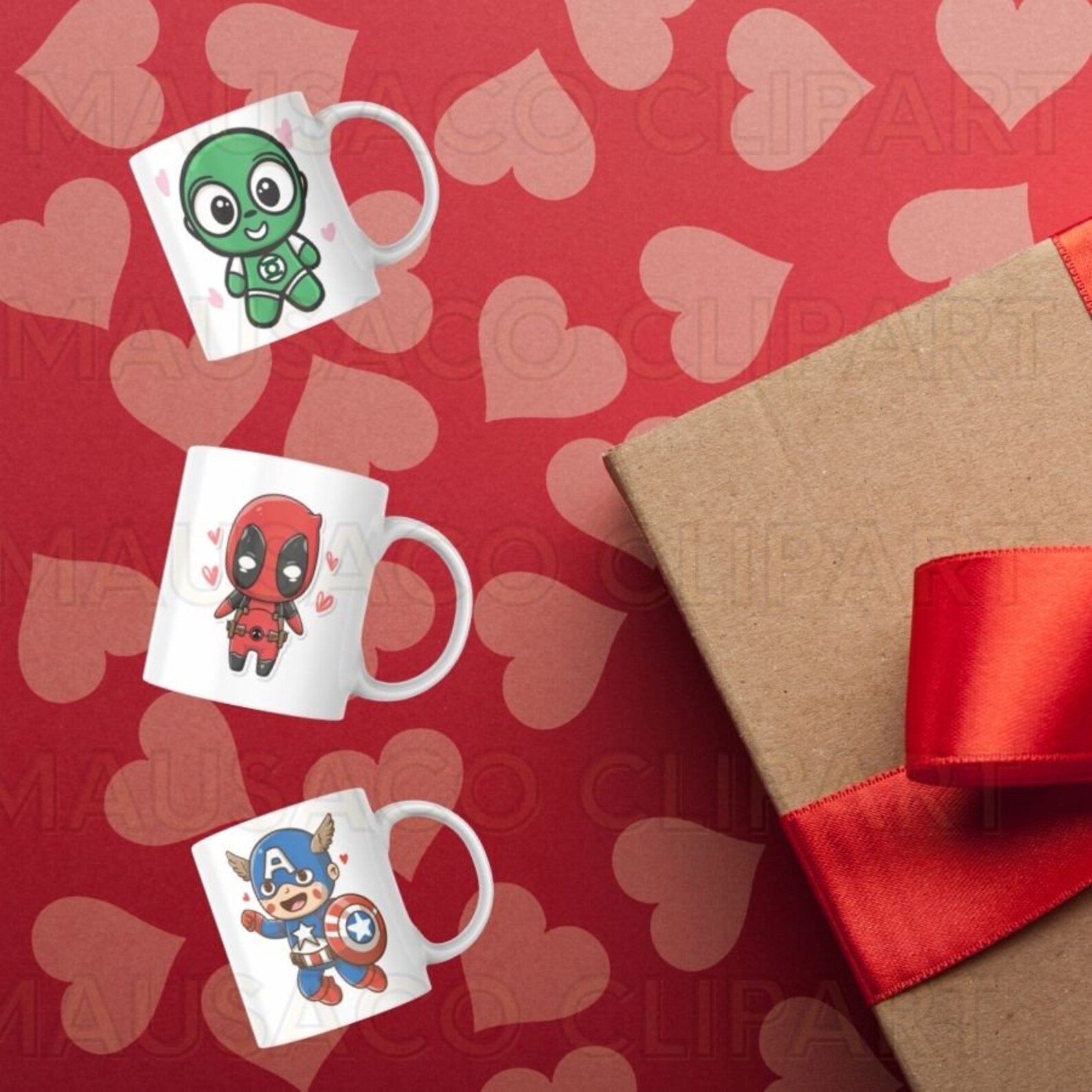 Superhero Valentines 20 PNG Clipart Bundle, Commercial Use Design ...