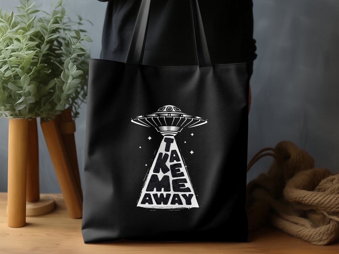 UFO Take Me Away Tote Bag, Sci-fi Lover Canvas Bag, Alien Abduction ...