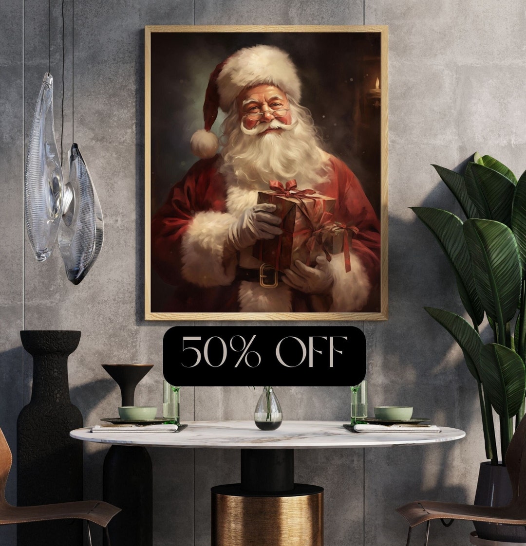 Portait Santa Claus Wall Art, Custom Portrait Canvas, Family Christmas ...