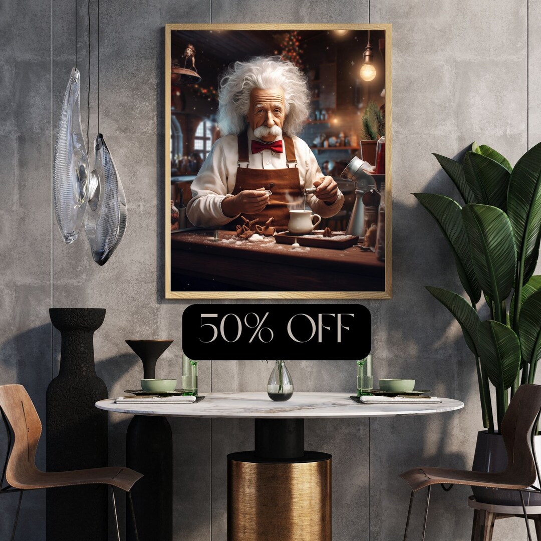 Albert Einstein Coffee Wall Art, Canvas Wall Art, Coffee Lover Gift ...
