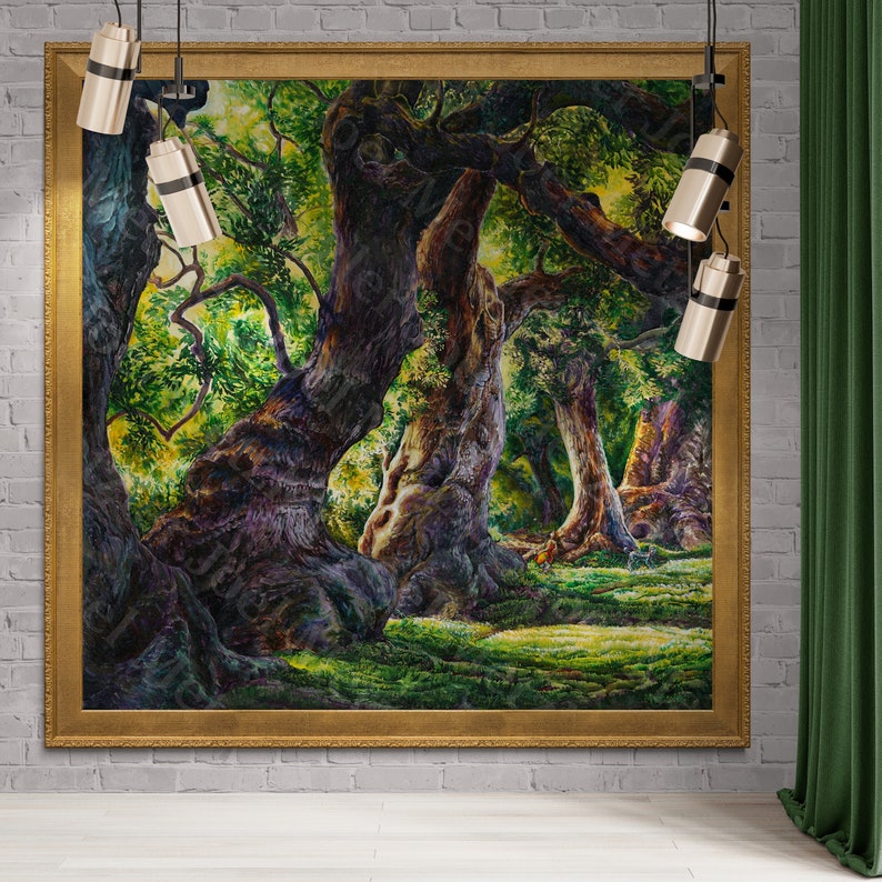 An Original Acrylic and Oil Line of Trees Painting | Beautiful Nature ...