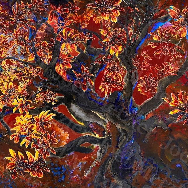 Red Tree Painting - Etsy