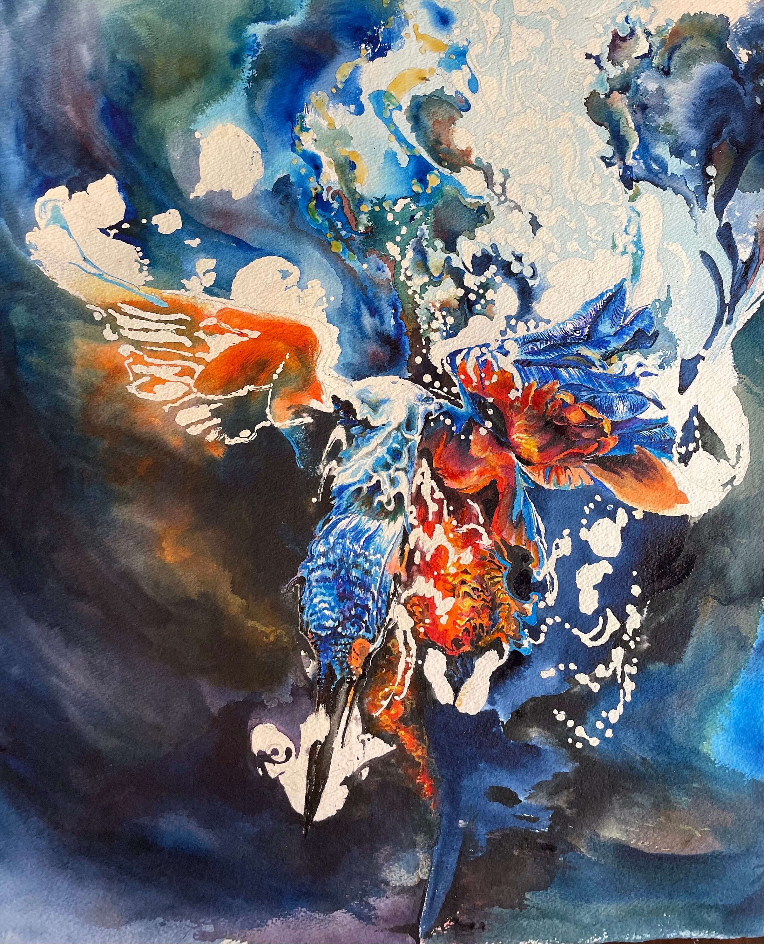 An Original Acrylic Kingfisher Painting Detailed Wall Art British Bird ...