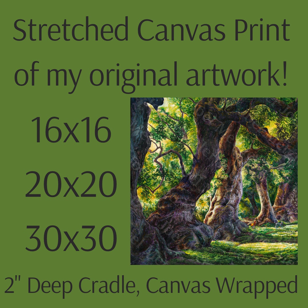 Art Print of an Original Acrylic and Oil Painting line of Trees Forest ...