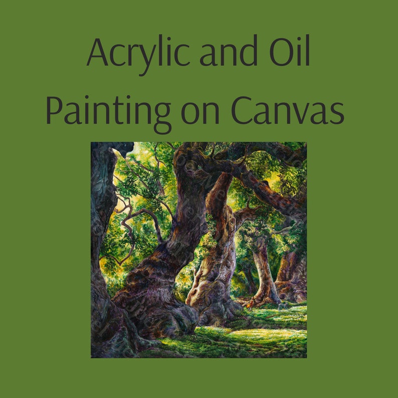An Original Acrylic and Oil Line of Trees Painting | Beautiful Nature ...