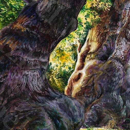 Art Print of an Original Acrylic and Oil Line of Trees Painting ...