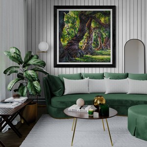 An Original Acrylic and Oil Line of Trees Painting | Beautiful Nature ...