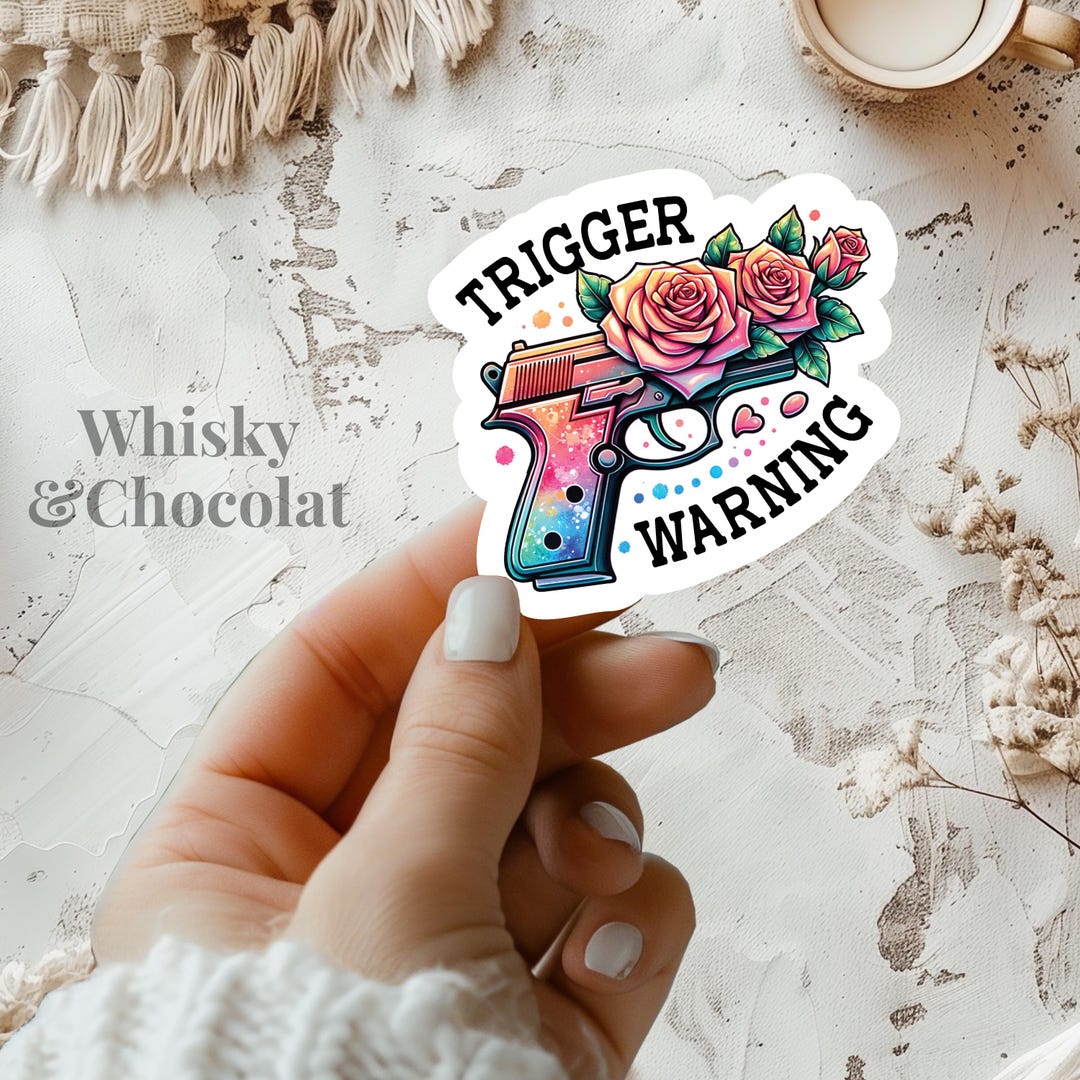 Trigger Warning Gun Sticker, Dark Romance, Smut Romance, Spicy Book ...