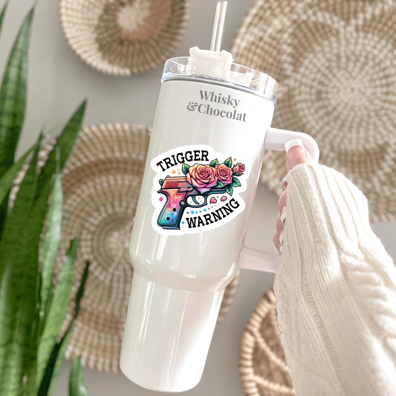 Trigger Warning Gun Sticker, Dark Romance, Smut Romance, Spicy Book ...