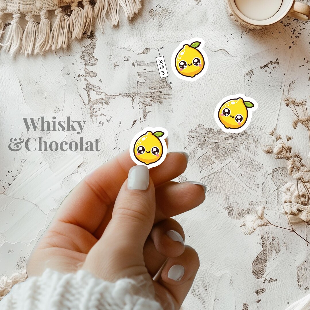 Mini Kawaii Lemon Sticker, Cute Food Sticker, Mini Stickers, Kawaii ...