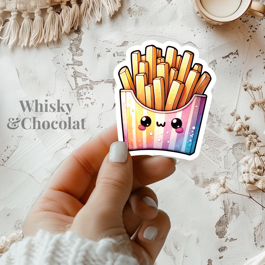 Cute Kawaii French Fries Sticker, Colorful, Foodie Sticker, Matte Vinyl ...