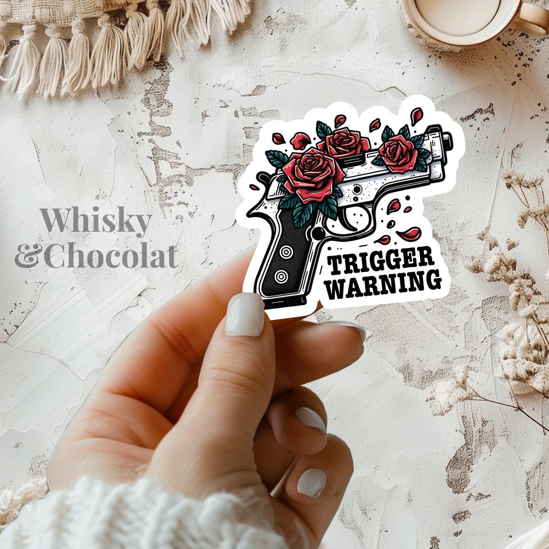 Trigger Warning Gun Sticker, Dark Romance, Smut Romance, Spicy Book ...