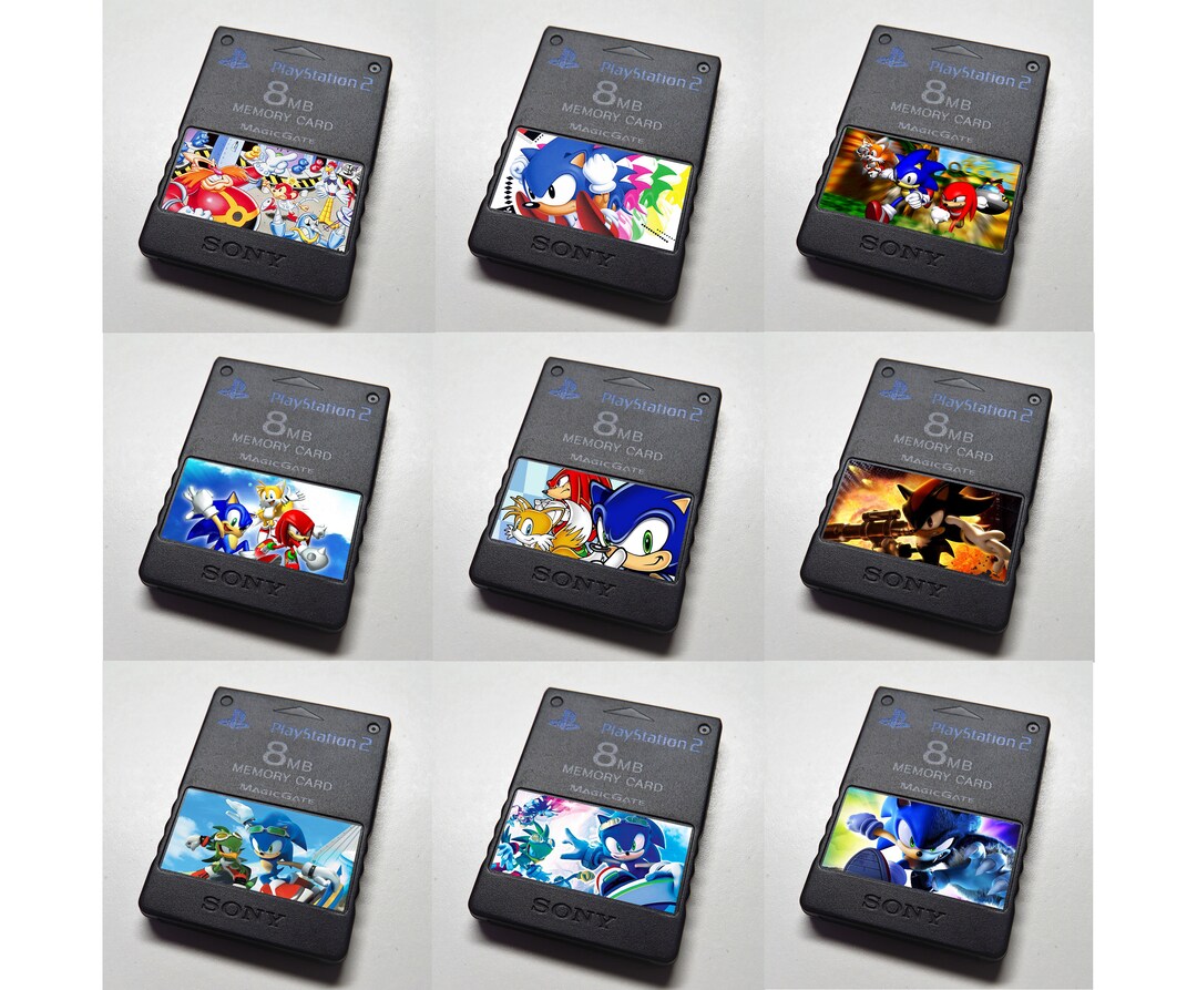 Custom Misc Sonic the Hedgehog Playstation 2 PS2 Memory Card Stickers ...