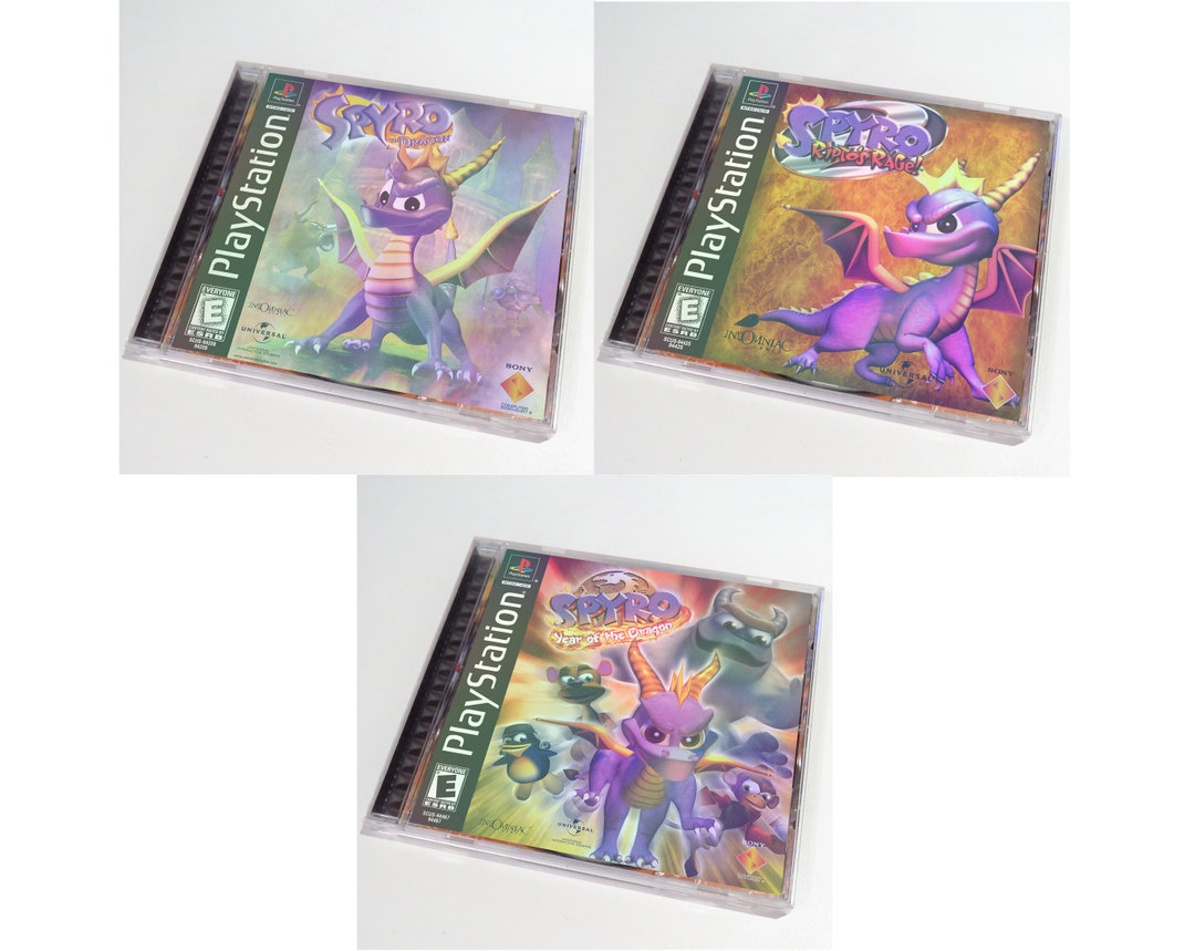 Custom Spyro the Dragon Playstation PS1 Holographic Cover Art Inserts ...