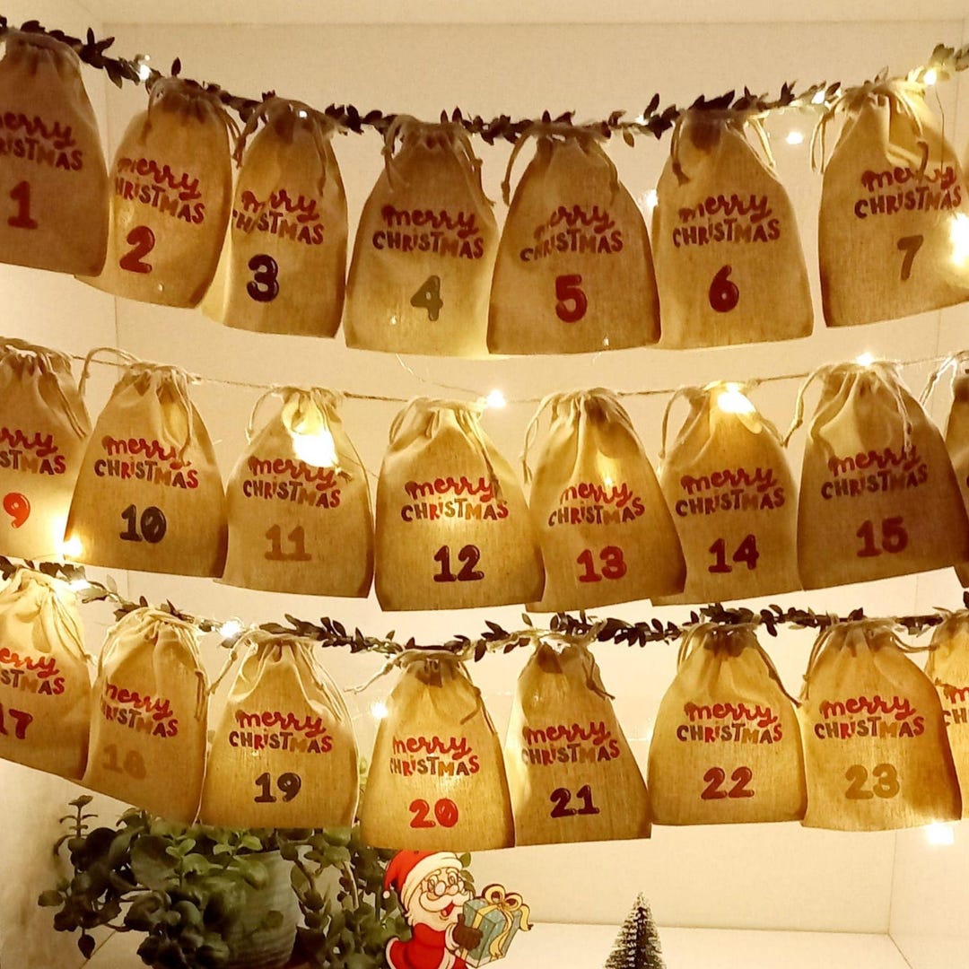 DIY Advent Calendar Kit - Set of 24 Cotton Pouches (4x5 Inch ...