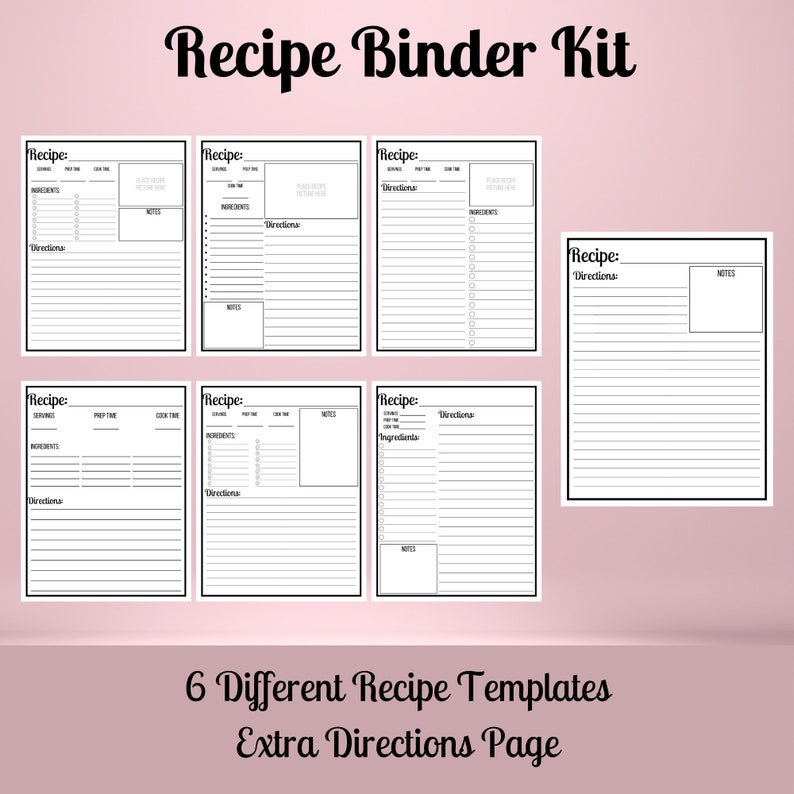 Printable Recipe Binder Kit - Etsy