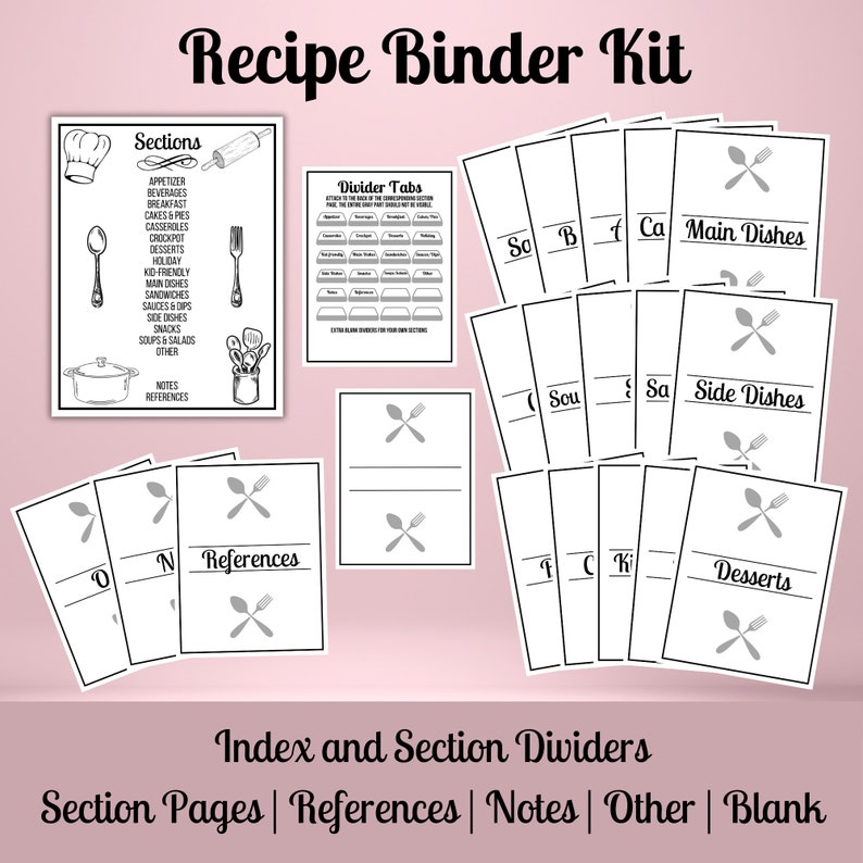 Printable Recipe Binder Kit - Etsy