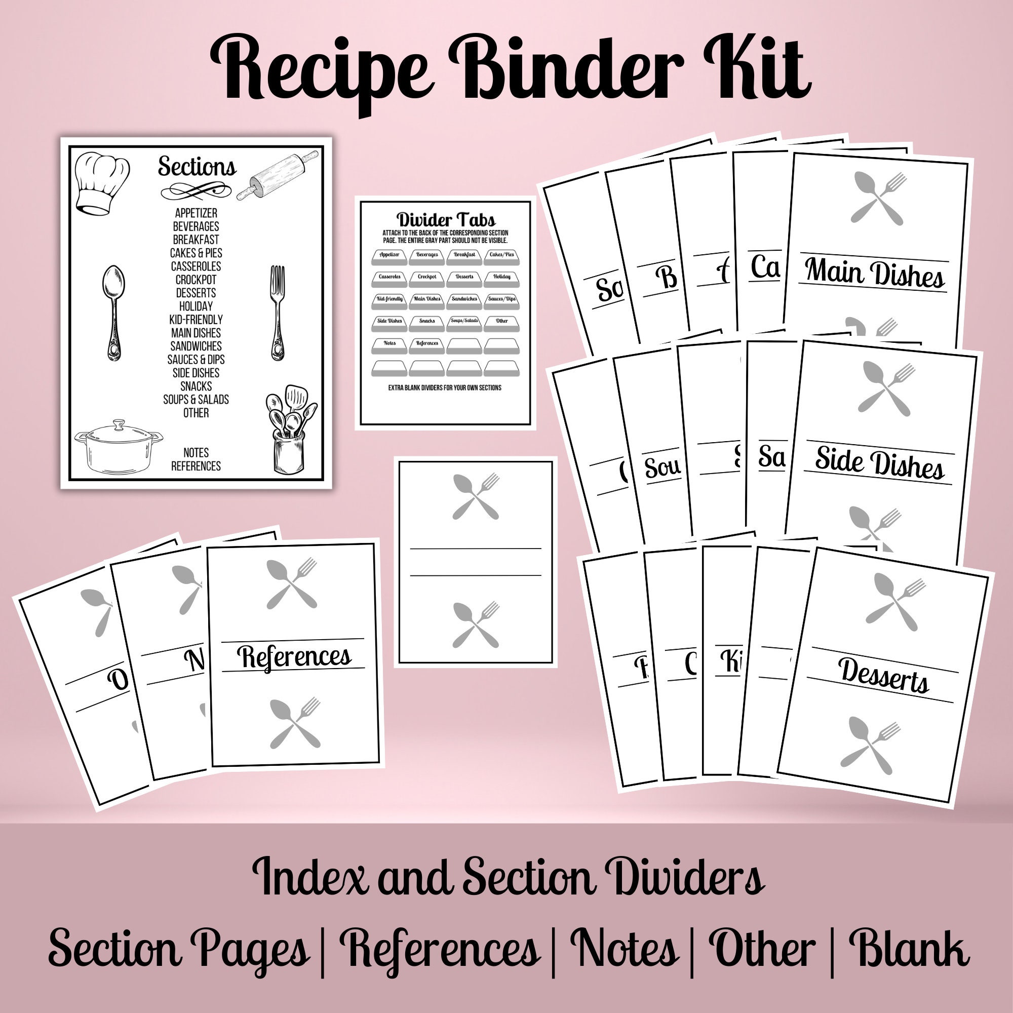 Printable Recipe Binder Kit - Etsy