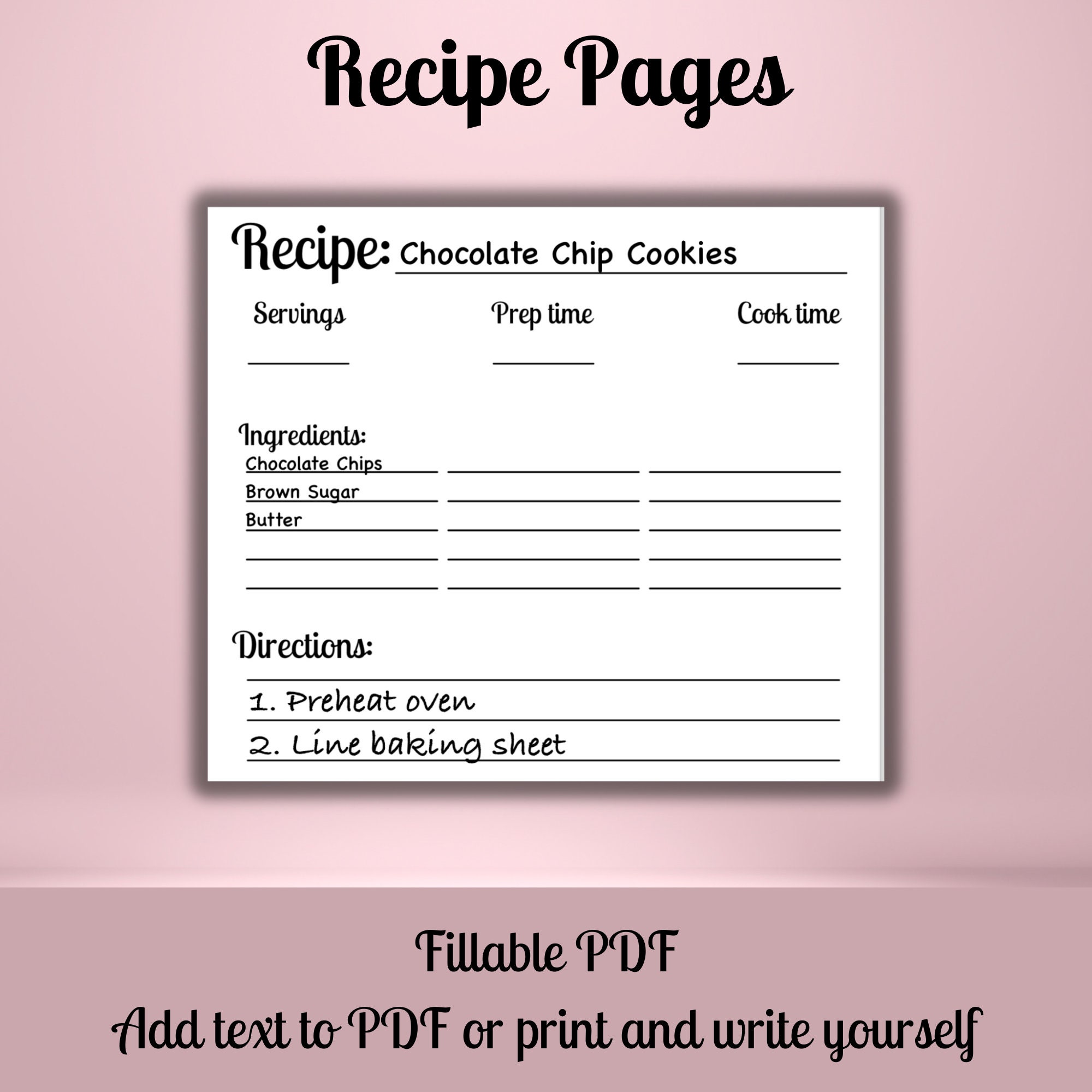 Blank Printable Recipe Cards - Recipe Binder Inserts - Etsy