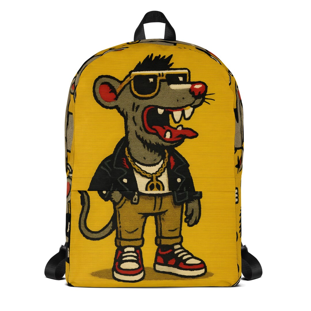 Street Rat Backpack – Urban Cartoon Design, Medium Laptop Backpack ...