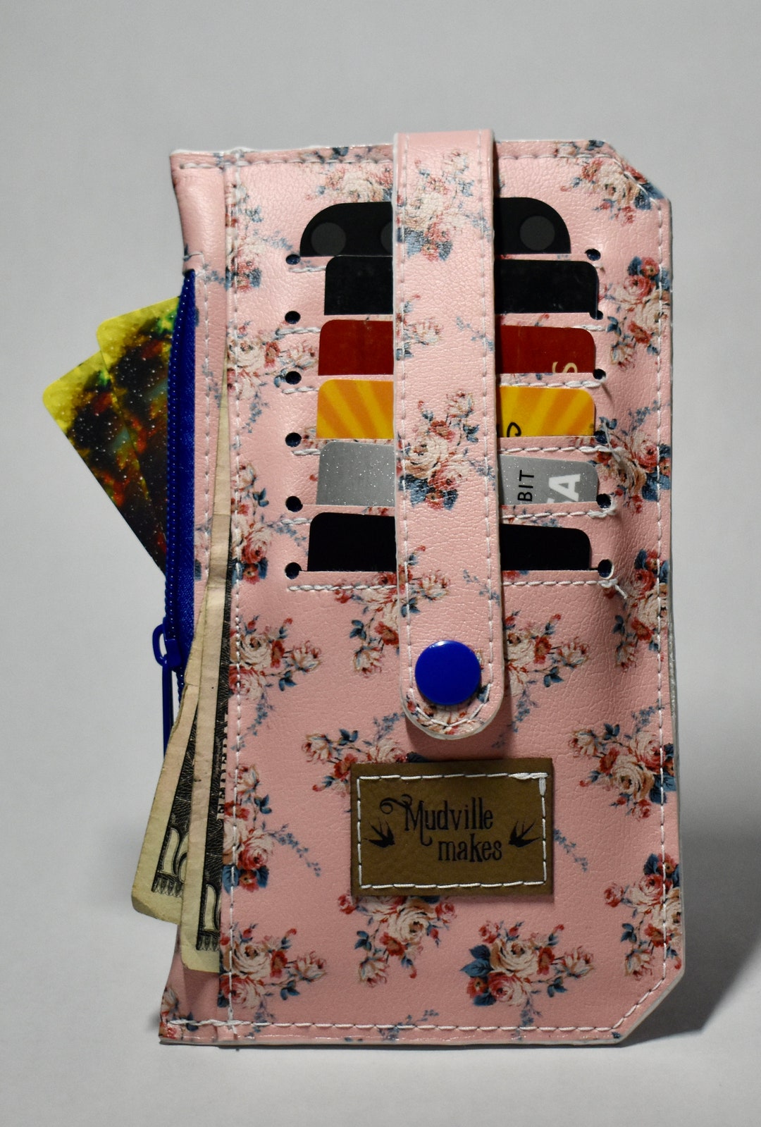 Slim Wallet - Pink Flowers - Etsy