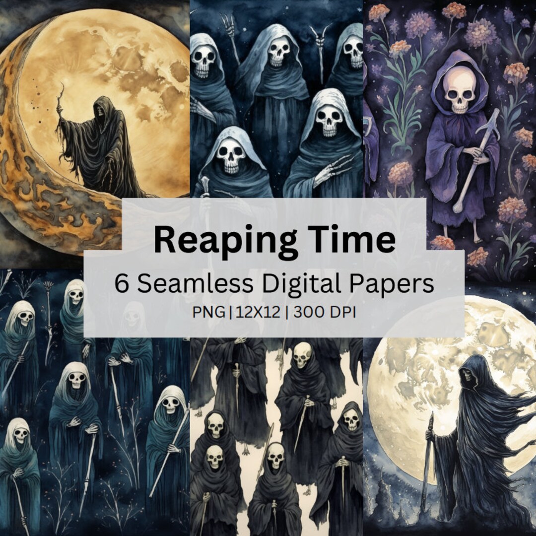 Grim Reaper Seamless Repeat Pattern Printable Digital Paper - Etsy