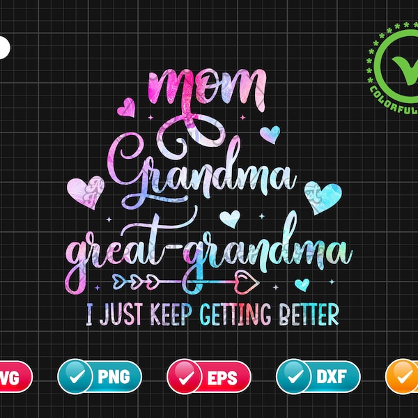Mom Grandma Great Grandma I Just Keep Getting Better Digital Etsy
