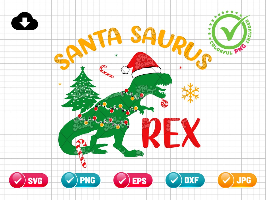 Santa Saurus Rex SVG PNG EPS Toddler Svg Christmas Svg T Rex Svg Kids ...