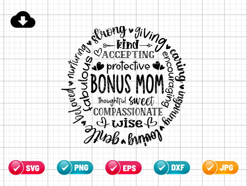 Bonus Mom SVG PNG EPS Mom Svg Mothers Day Svg Step Mom Svg Cute Mom ...