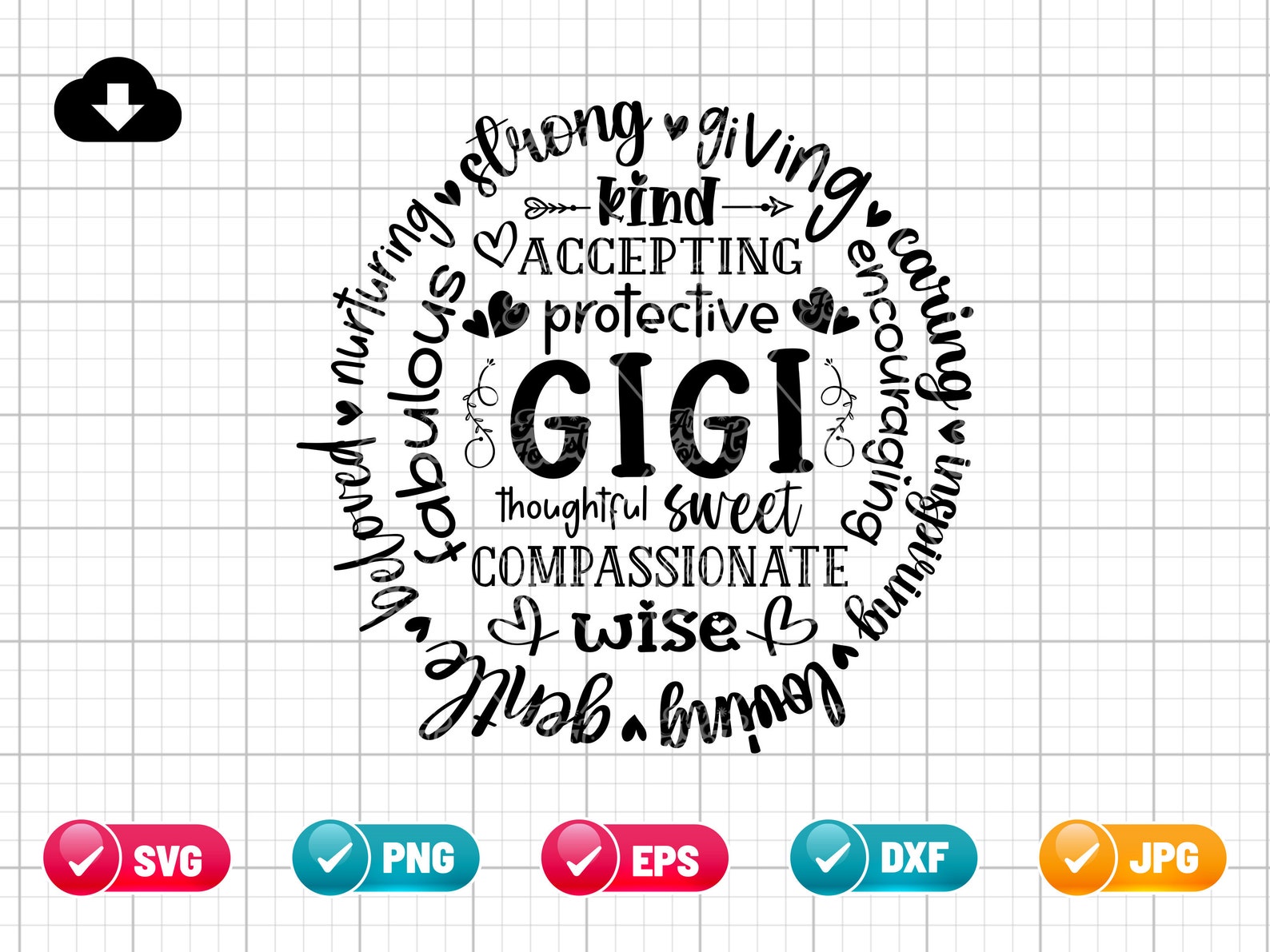 Gigi SVG PNG EPS | Gigi Definition Svg | Grandma Svg | Grandmother Svg ...