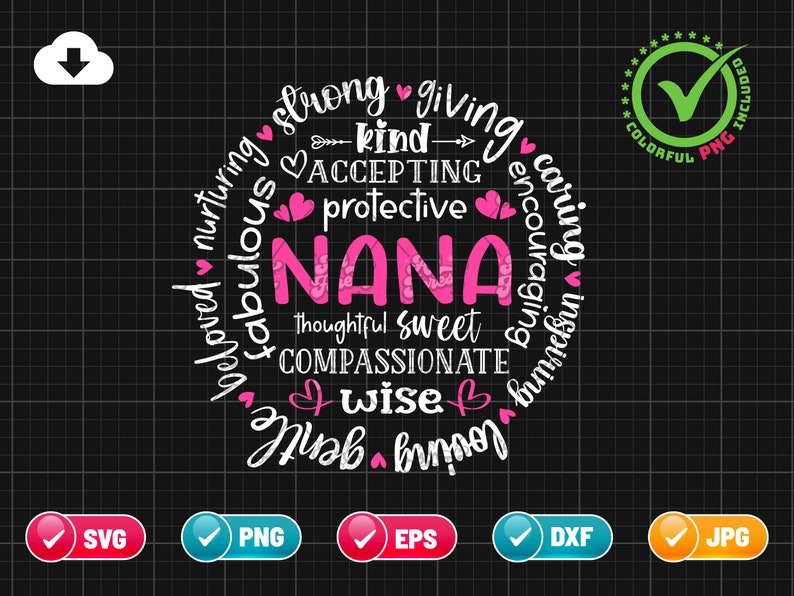 Nana SVG PNG | Nana Definition Svg | Grandma Svg | Grandmother Svg ...