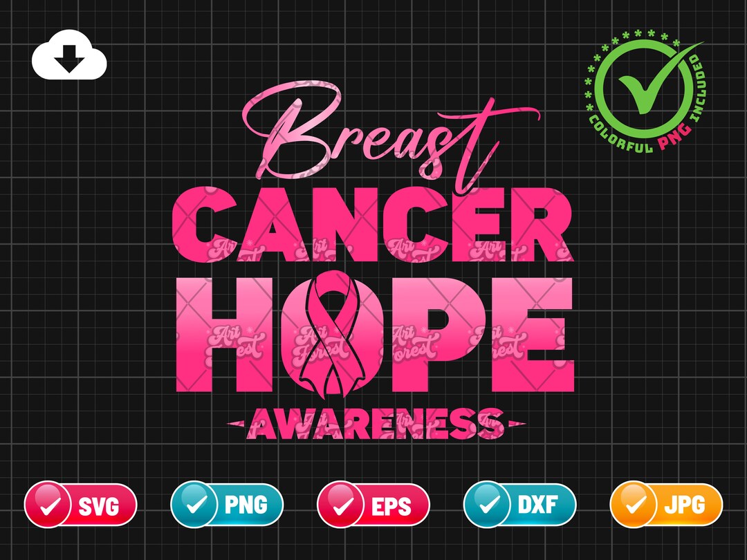 Breast Cancer Hope Awareness SVG PNG EPS | Hope Pink Ribbon | Breast ...