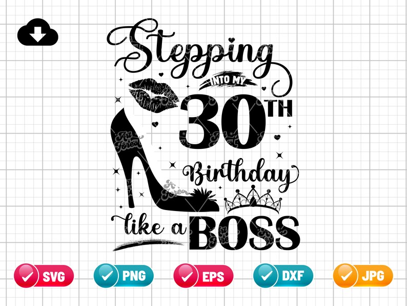 Stepping Into My 30th Birthday SVG PNG Like A Boss Svg 30 Years Old Svg ...